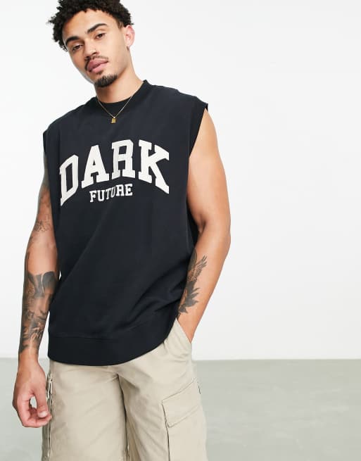ASOS Dark Future oversized tank top in heavyweight 220gsm black with ...
