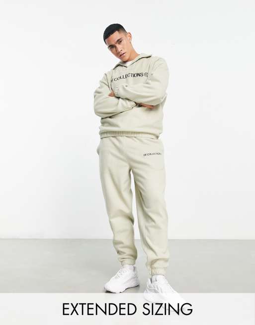 ASOS Dark Future relaxed trackies in polar fleece with logo applique in stone (part of a set) | ASOS