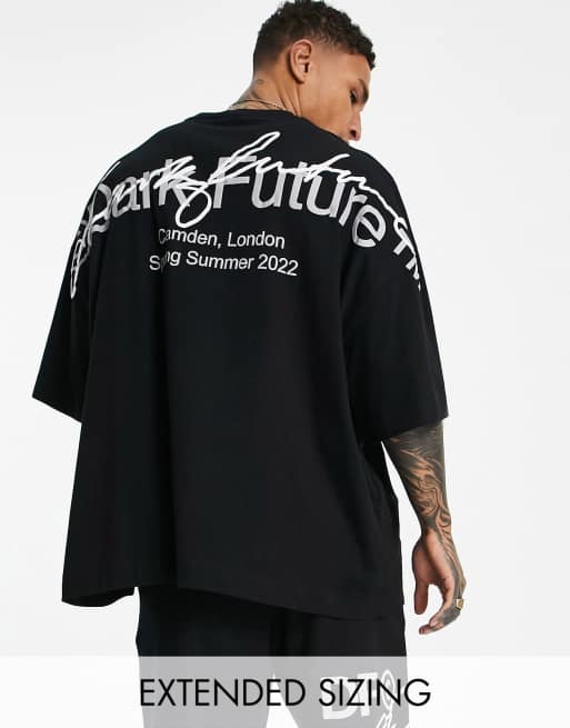 Asos Dark Future T Shirt Oversize Nera Con Logo Grande Sulle Spalle