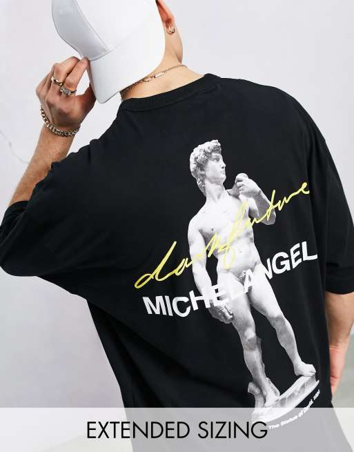 Asos Dark Future X Michelangelo Oversize T Shirt In Schwarz Mit