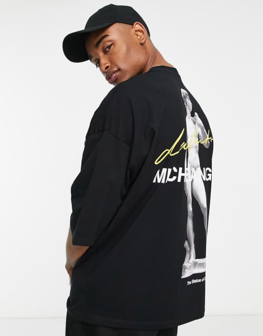 Asos Dark Future X Michelangelo T Shirt Oversize Nera Con Grafica