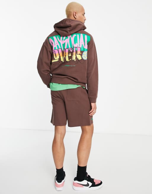 Asos Daysocial Co Ord Oversized Hoodie With Multiple Graphic And Logo
