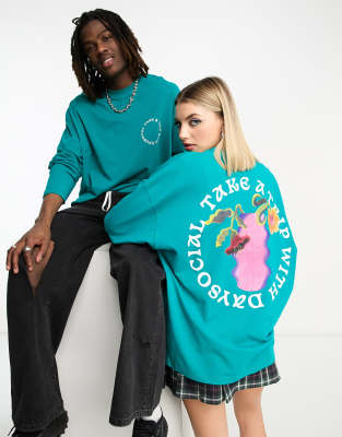 ASOS Daysocial unisex oversized long sleeve t-shirt logo circle back ...