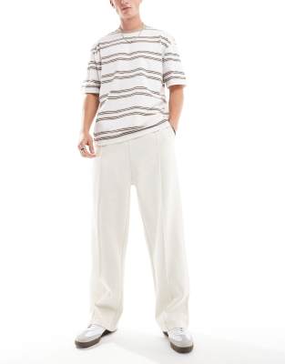 ASOS DESGIN heavyweight oversized wide leg trackies in white | ASOS