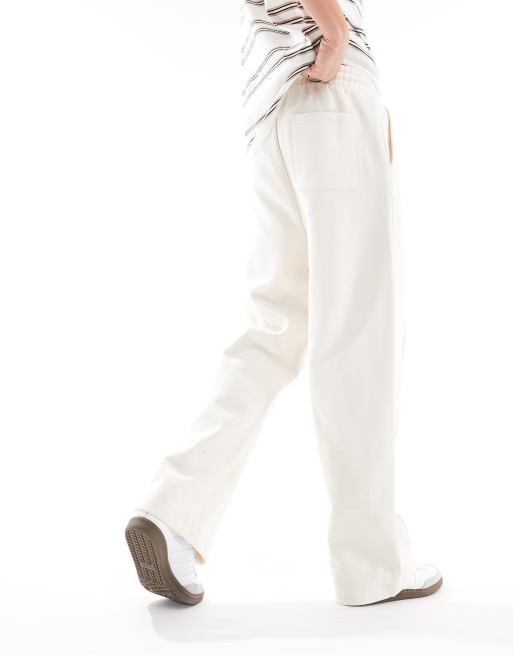 ASOS DESGIN heavyweight oversized wide leg trackies in white | ASOS
