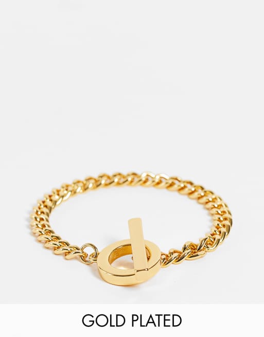 Asos Design 14 Karätig Vergoldetes Armband Mit T Steg Verschluss Asos