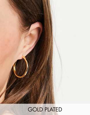 ASOS DESIGN 14k gold plated 25mm hinge hoop earring | ASOS