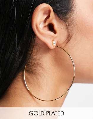 ASOS DESIGN 14k gold plated 75mm hoop earrings with crystal stud in ...