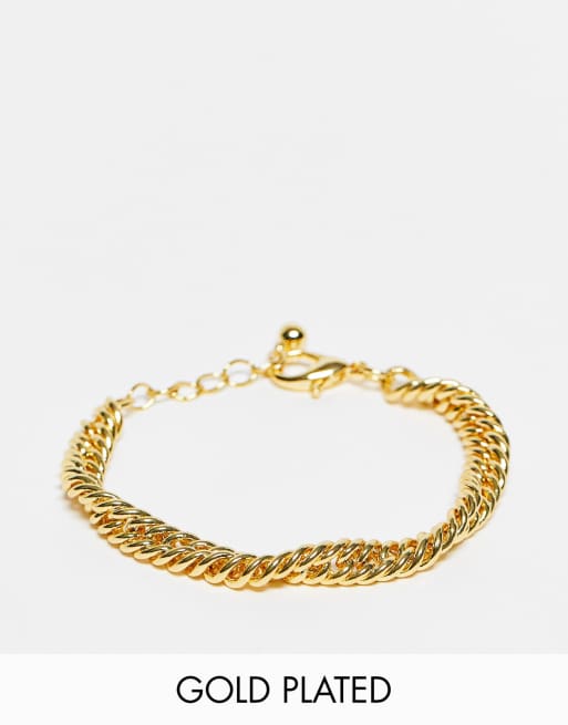 Asos Design 14k Gold Plated Bracelet In Twist Design Asos