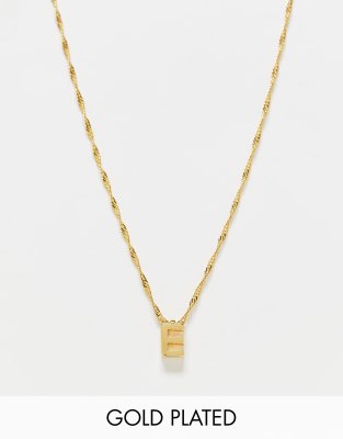 ASOS DESIGN 14k gold plated necklace with simple E initial | ASOS