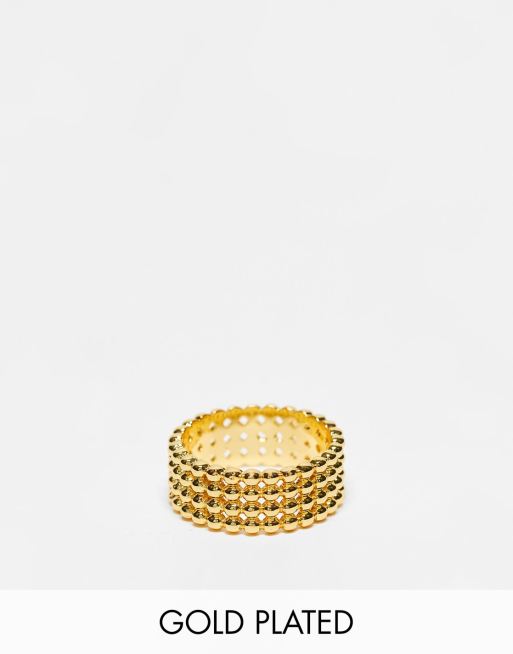Asos Design 14k Gold Plated Ring With Ball Design Asos