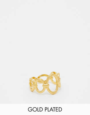 ASOS DESIGN 14k gold plated ring with graduated circle design in gold ...