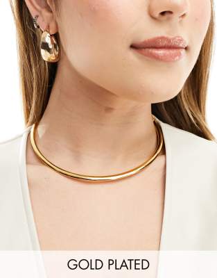 ASOS DESIGN 14k gold plated torque choker in minimal design | ASOS