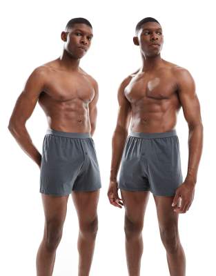 ASOS DESIGN 2 pack jersey boxers in dark shadow - GREY | ASOS