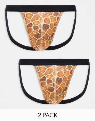 ASOS DESIGN 2 pack jock straps in animal print | ASOS