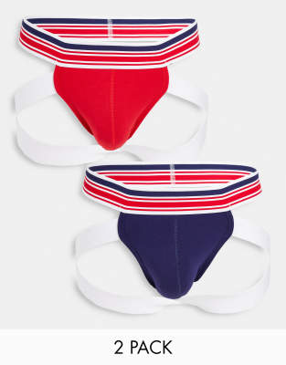 ASOS DESIGN 2 pack jock straps with contrast waistbands | ASOS