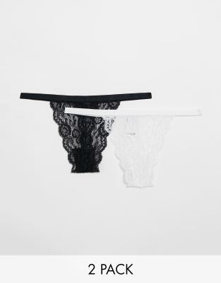 ASOS DESIGN 2 pack lace thong | ASOS