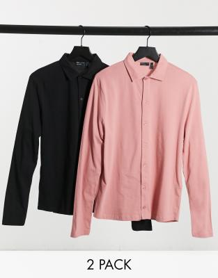 ASOS DESIGN 2 pack long sleeve jersey shirt | ASOS