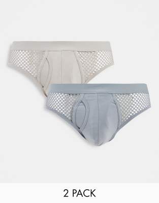 ASOS DESIGN 2 pack mesh briefs in grey tones | ASOS