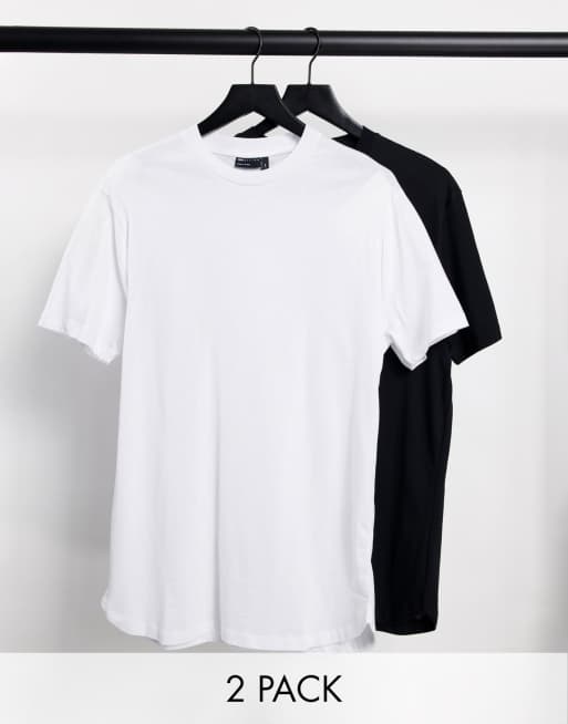 Asos Design 2er Pack T Shirts In Weiß Und Schwarz Mit Abgerundetem