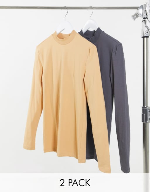 Asos Design 2er Set Langärmliges Muskelshirt Mit Rollkragen Asos