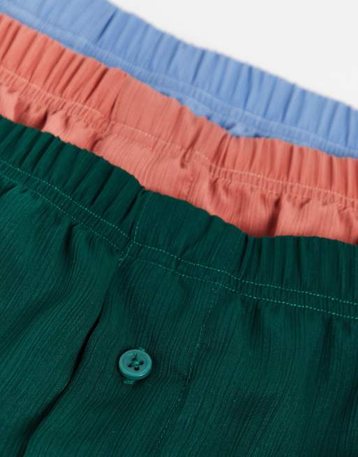 ASOS DESIGN 3 pack boxer in crinkle fabric | ASOS