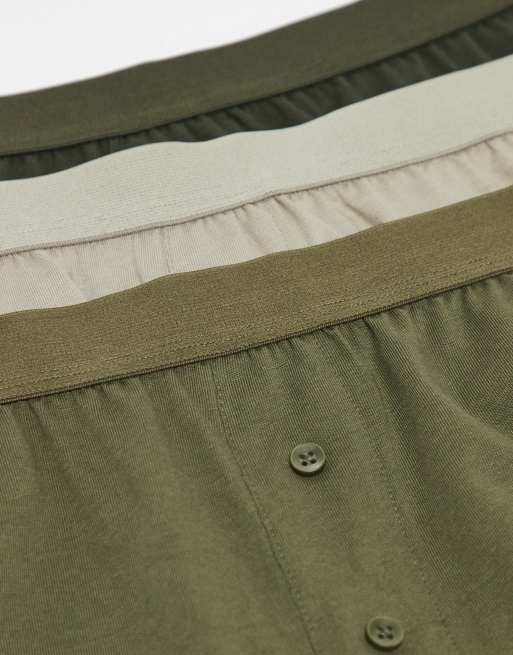 ASOS DESIGN 3 pack boxers in khaki | ASOS