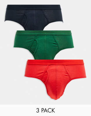 ASOS DESIGN 3 pack briefs in multiple colors | ASOS