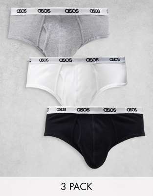 ASOS DESIGN 3 pack briefs with branded waistband | ASOS