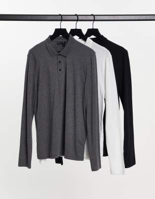 ASOS DESIGN 3 pack button through jersey shirt in multi | ASOS