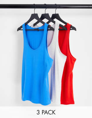 ASOS DESIGN 3 pack cotton blend vest - MULTI | ASOS