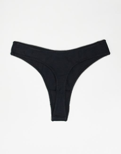 ASOS DESIGN 3-pack cotton high leg lingerie thongs with dipped front in ...