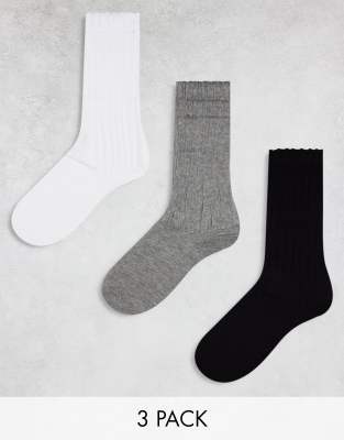 ASOS DESIGN 3 pack crew slouch long ankle socks in multi | ASOS