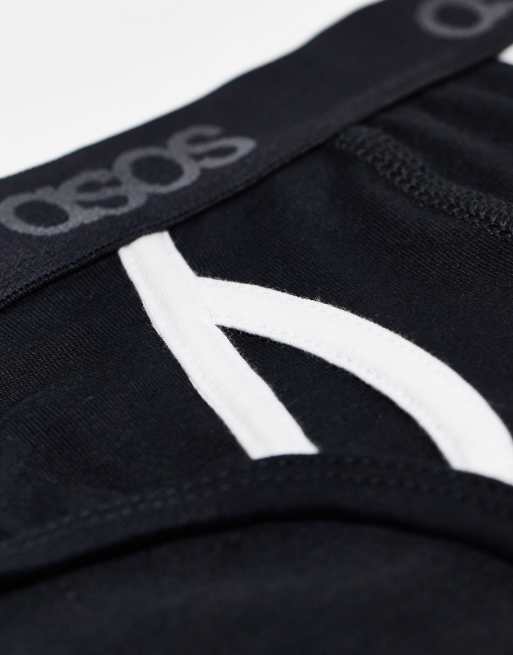 ASOS DESIGN 3 pack jersey briefs with white piping and branded ...