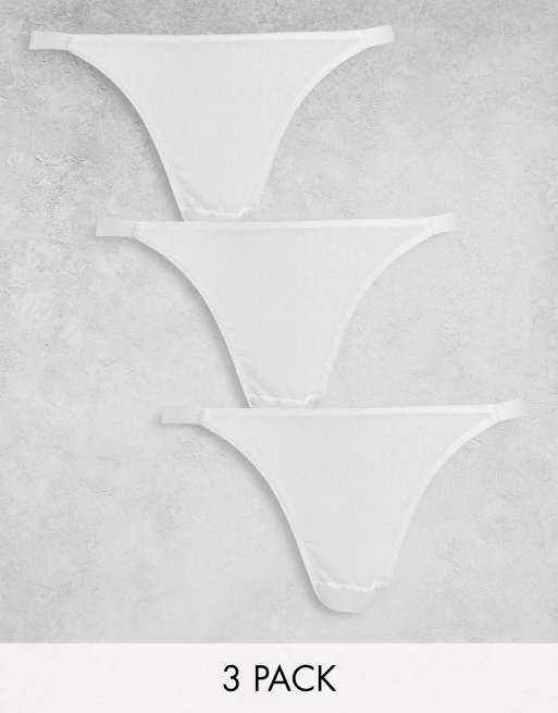 ASOS DESIGN 3 pack mesh spot tanga thongs in white | ASOS