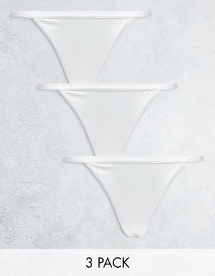 ASOS DESIGN 3-pack microfiber tanga thongs in white | ASOS