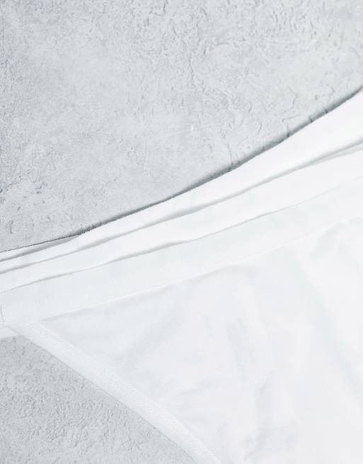 ASOS DESIGN 3 pack microfibre tanga thong in white | ASOS