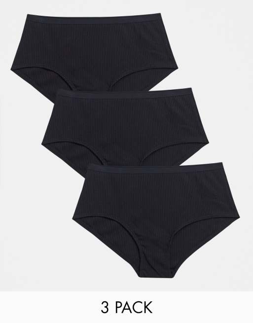 Asos Design 3 Pack Ribbed Brief In Black Asos