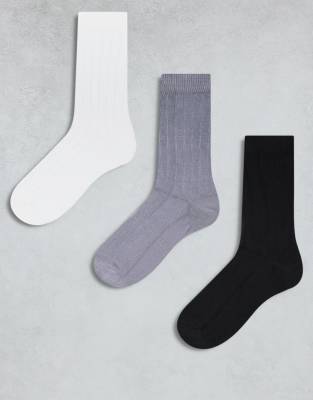 ASOS DESIGN 3 pack ribbed socks in multiple colors | ASOS