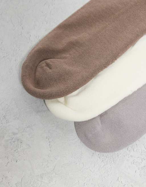 ASOS DESIGN 3 pack socks in brown, stone and cream | ASOS