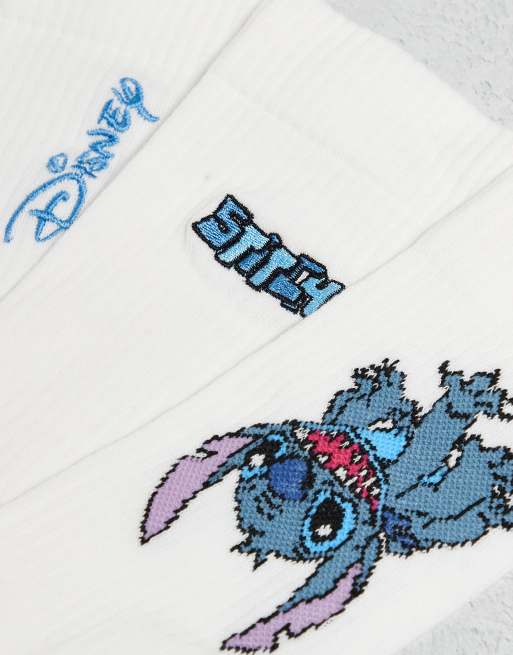 ASOS DESIGN 3 pack socks with Lilo and Stitch artwork in white | ASOS