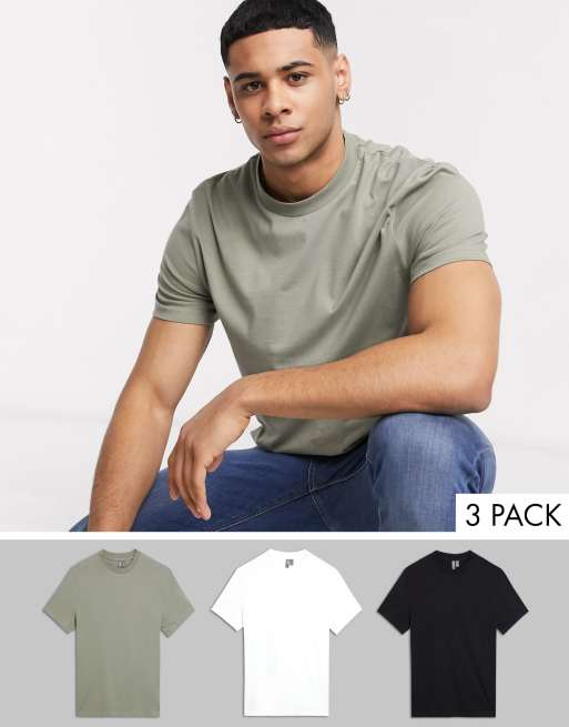 Asos Design 3 Pack T Shirt Multi Asos