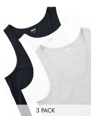 ASOS DESIGN 3 pack vests in multiple colours | ASOS