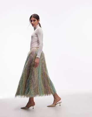 ASOS DESIGN 3D fringe circle maxi skirt in multicolor | ASOS