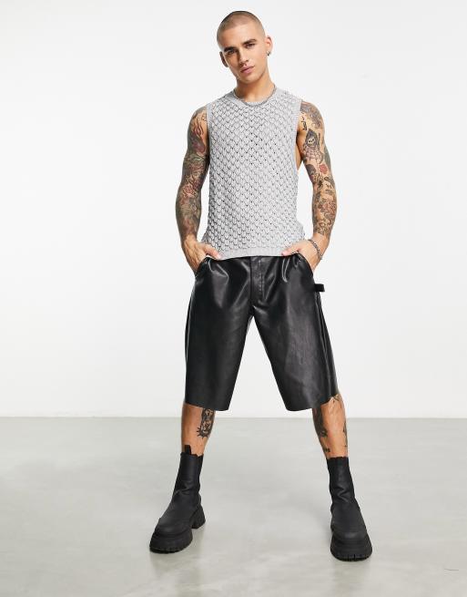 ASOS DESIGN 3D stitch knit tank top in silver mesh | ASOS