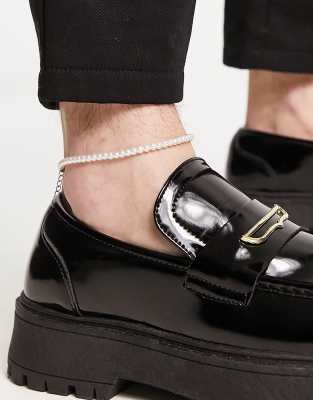ASOS DESIGN 4mm glass faux pearl beaded anklet | ASOS
