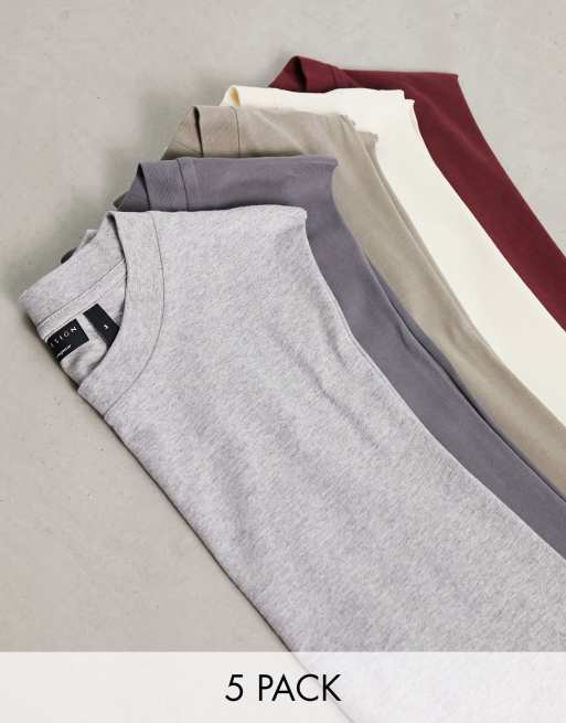 Asos Design 5 Pack Relaxed Vest With Dropped Armhole In Multiple