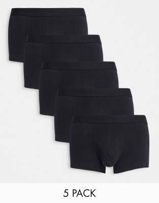 ASOS DESIGN 5 pack short trunks in black | ASOS