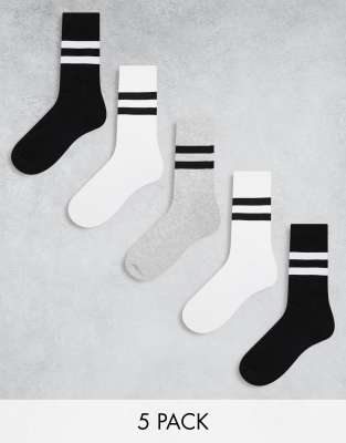 ASOS DESIGN 5 pack socks with stripes in multiple colours | ASOS