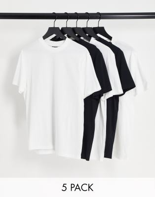 ASOS DESIGN 5 pack t-shirt with crew neck in multiple colours | ASOS